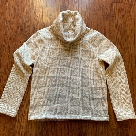 J. Crew | Sweaters | Jcrew Tan White Checkered Turtleneck Sweater M ...